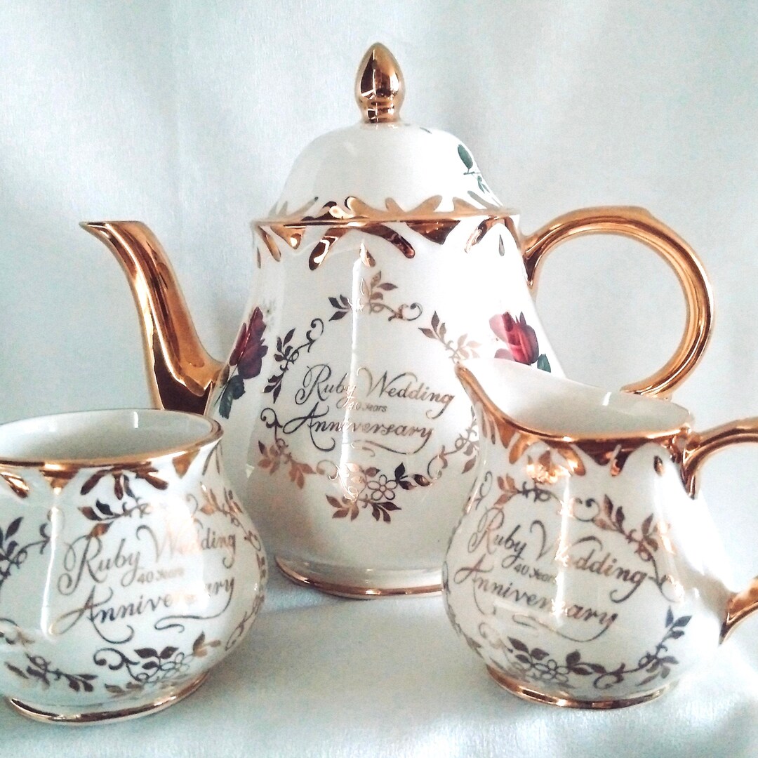 PERFECT CONDITION! ENGLISH Arthur Wood Ruby Wedding Anniversary Teapot ...