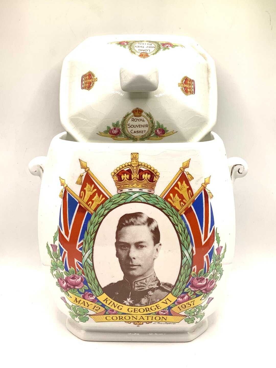 Original 1937 KING GEORGE Vl CORONATION Tea Caddy Made by Maling ...