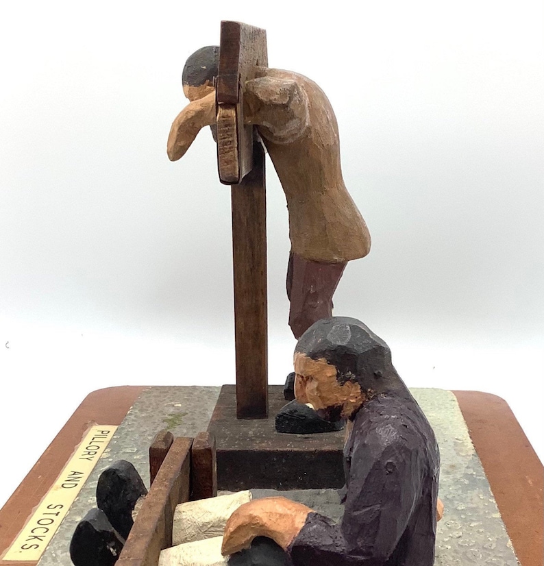 Museum Exhibition Scene of Medieval Stocks & Pillory / / Miniature ...