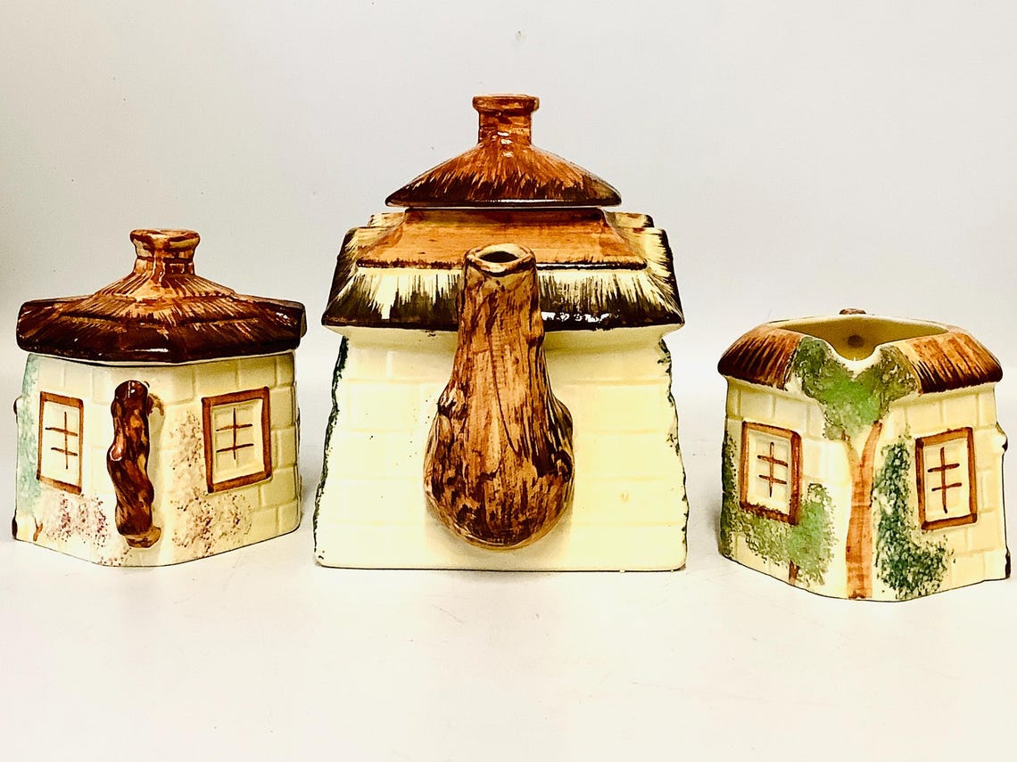 Perfect!! 3 Piece COTTAGE TEAPOT SET Made by Keele Street Pottery ...