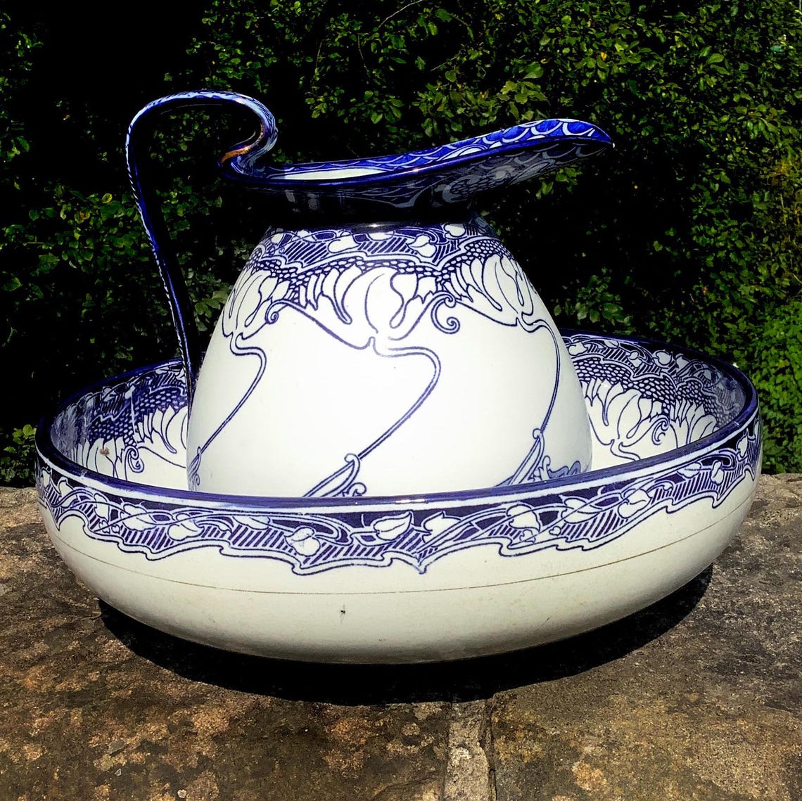 Large Antique 1880’s DOULTON BURSLEM Art Nouveau Ewer & Basin / Arts ...