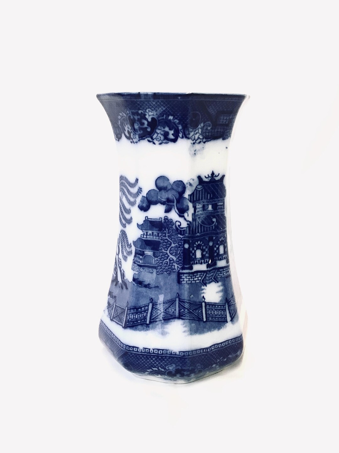 Perfect! Antique DOULTON (predates Royal Doulton) Flow-blue BLUE Willow ...