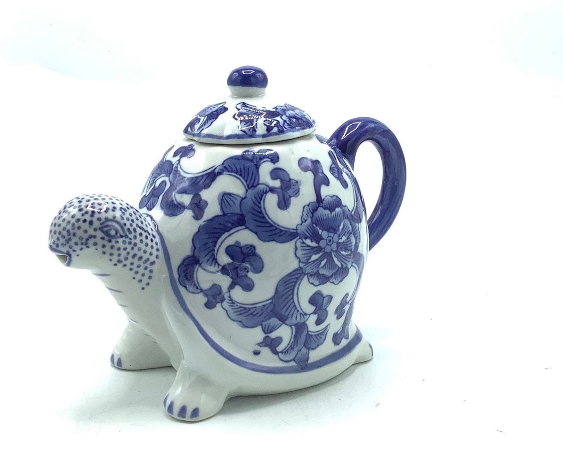 TOTALLY TURTLE Blue & White TEAPOT in Fine Condition Ideal | Etsy