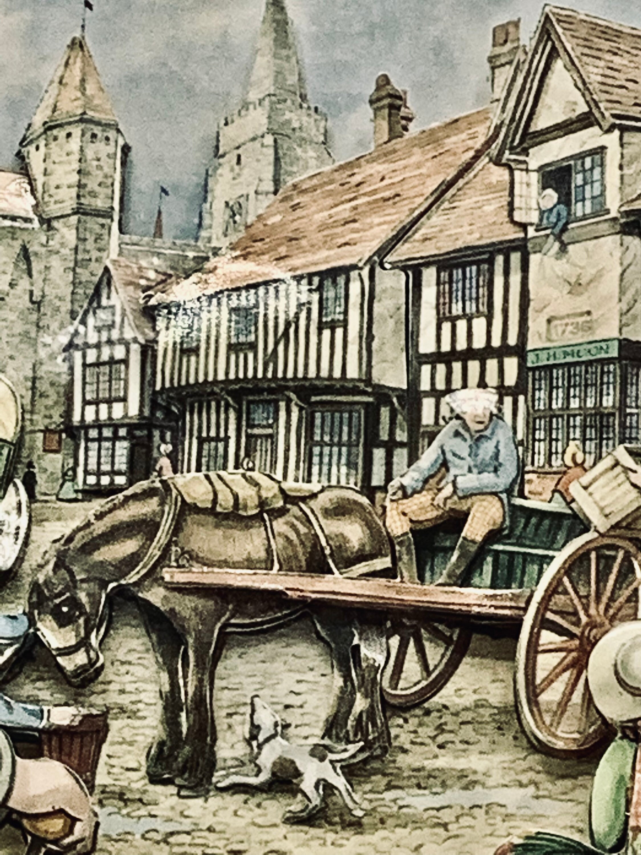 Vintage VICTORIAN STREET SCENE Découpage Signed & Framed by | Etsy