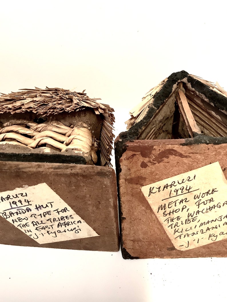 KYARUZI East AFRICAN VILLAGE Mgongo Miniature Huts and Church Made of ...