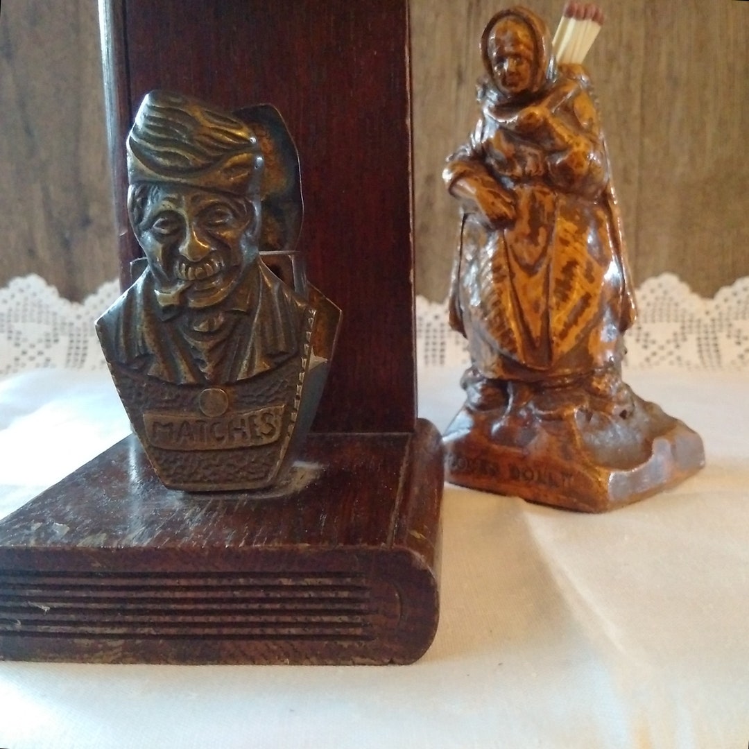 ENGLISH VESTA MATCHBOX Stand & Old Woman Matchstick Holder ...