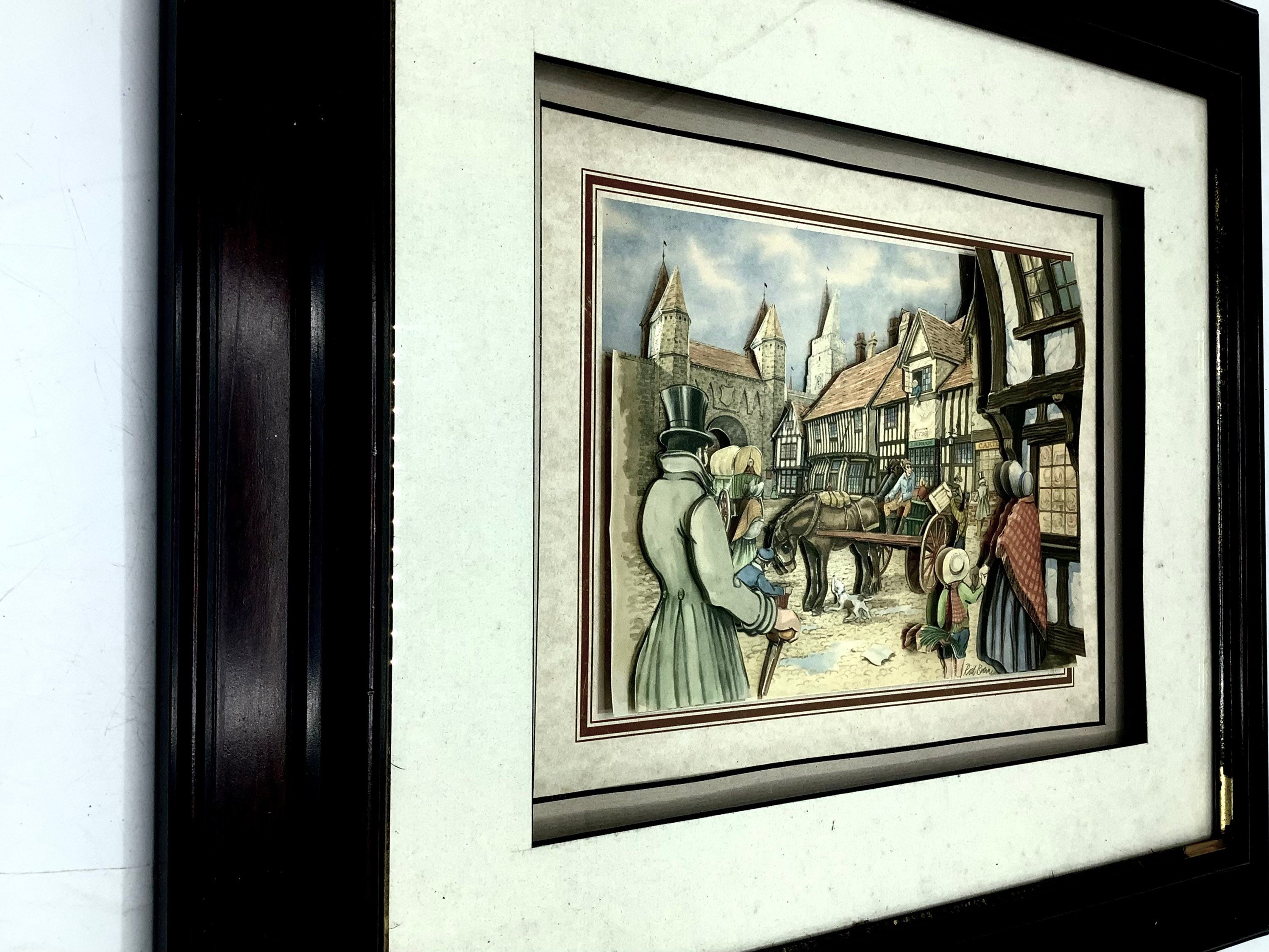 Vintage ‘VICTORIAN STREET SCENE’ Découpage Signed & Framed by the ...