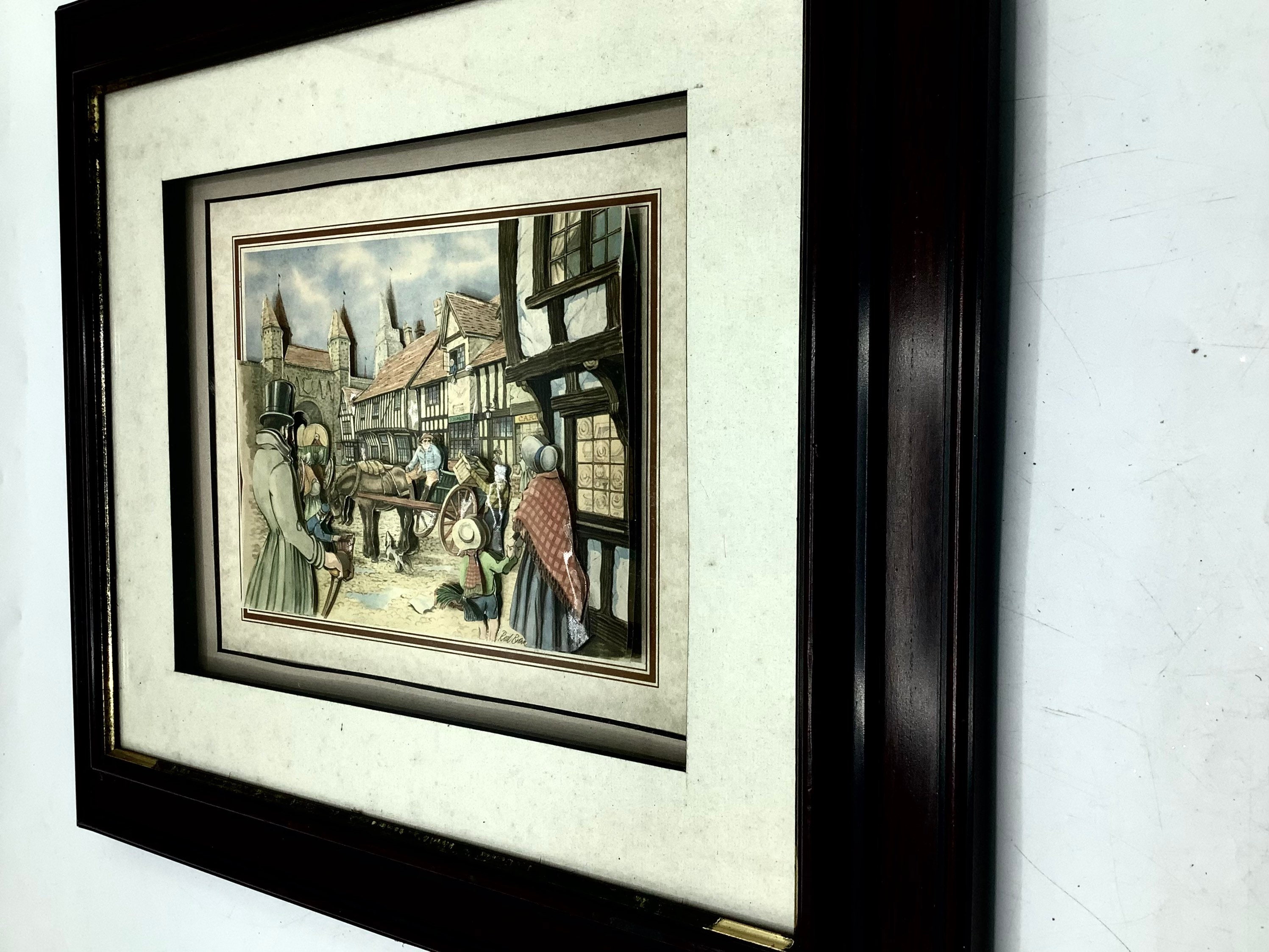 Vintage ‘VICTORIAN STREET SCENE’ Découpage Signed & Framed by the ...