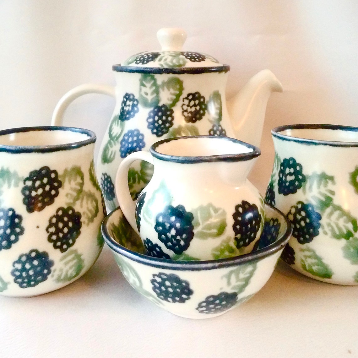 PERFECT! English Hand-made 5 Piece Bramble Berry Tea Set by Ben Thomas ...