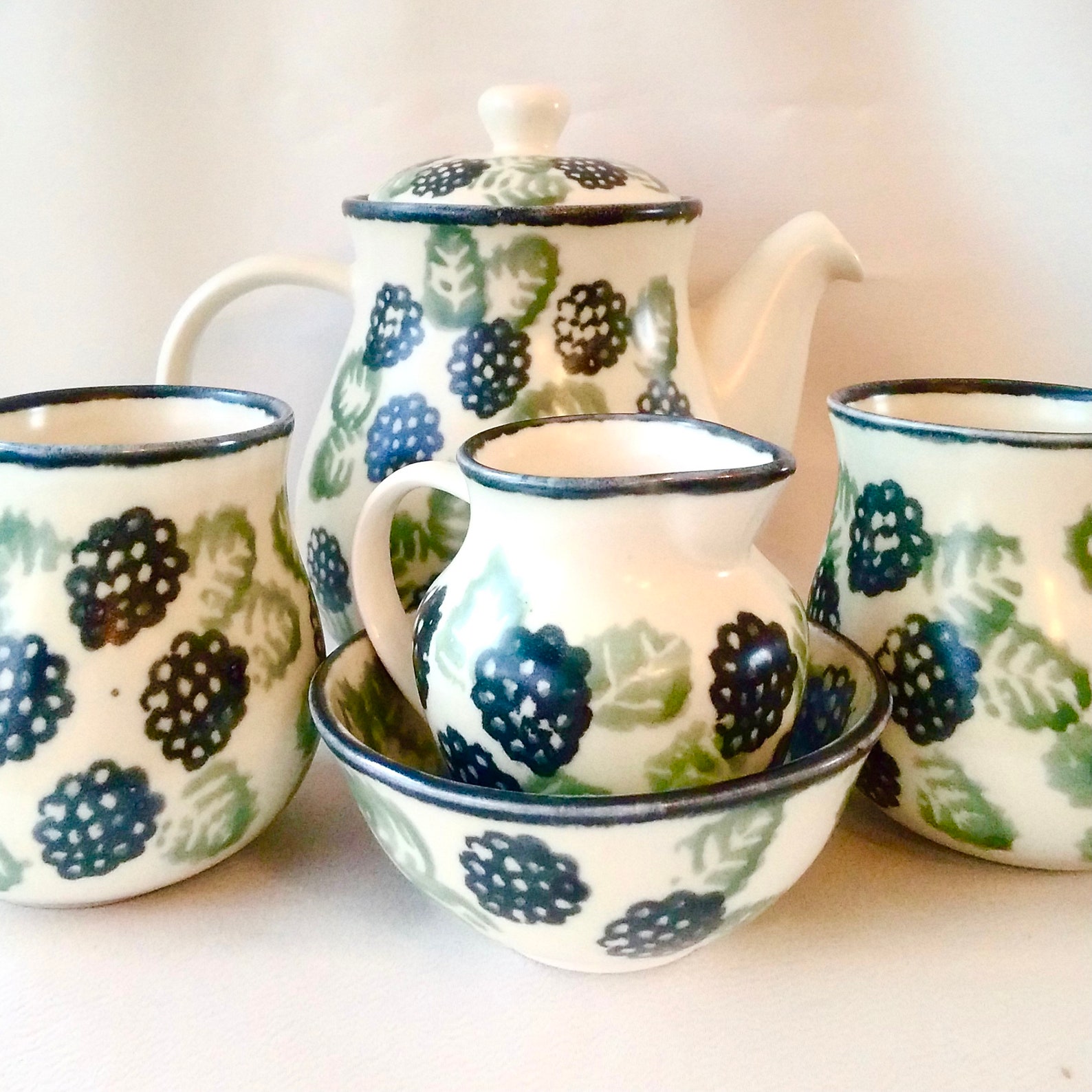 PERFECT English Hand-made 5 Piece Bramble Berry Tea Set by | Etsy UK