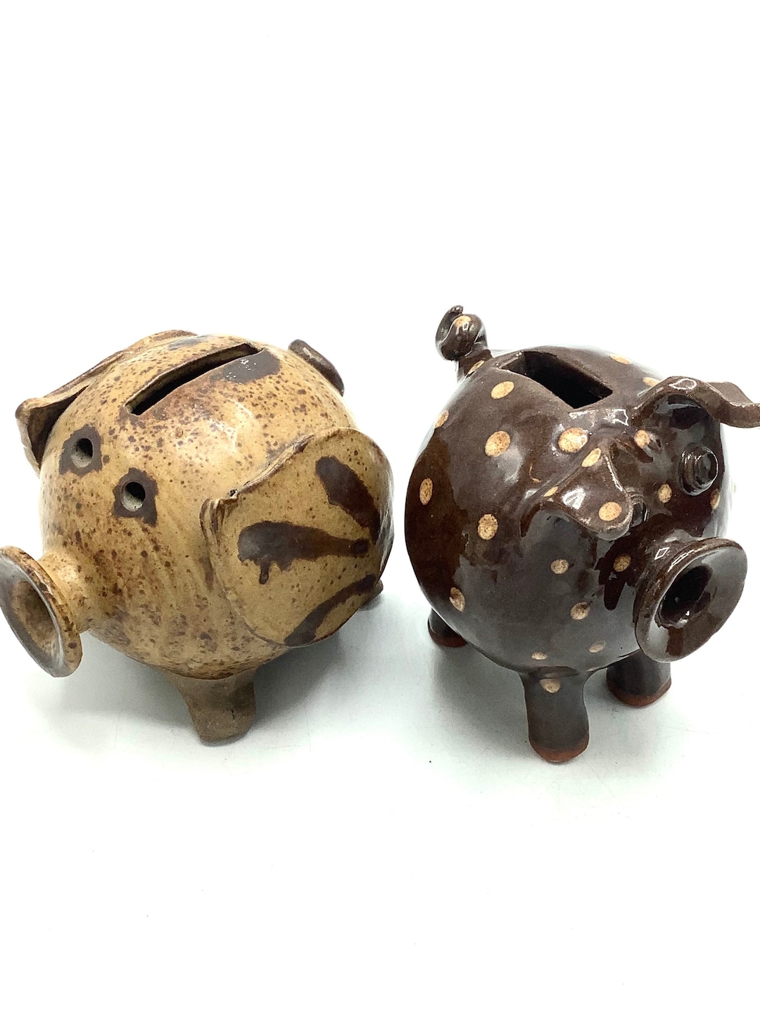 A Gorgeous Pair of Studio Pottery Piggy Banks Hand-made in England ...