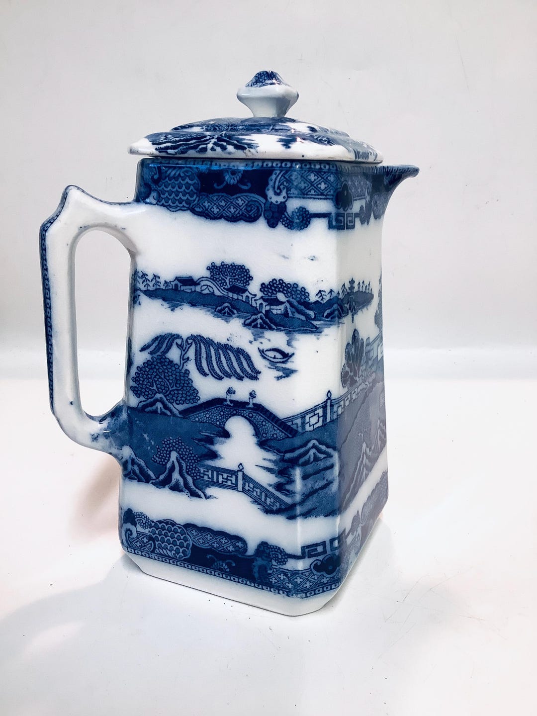 Antique 1920’s RINGTONS FLOW BLUE Willow Pattern Coffee Pot Made by ...