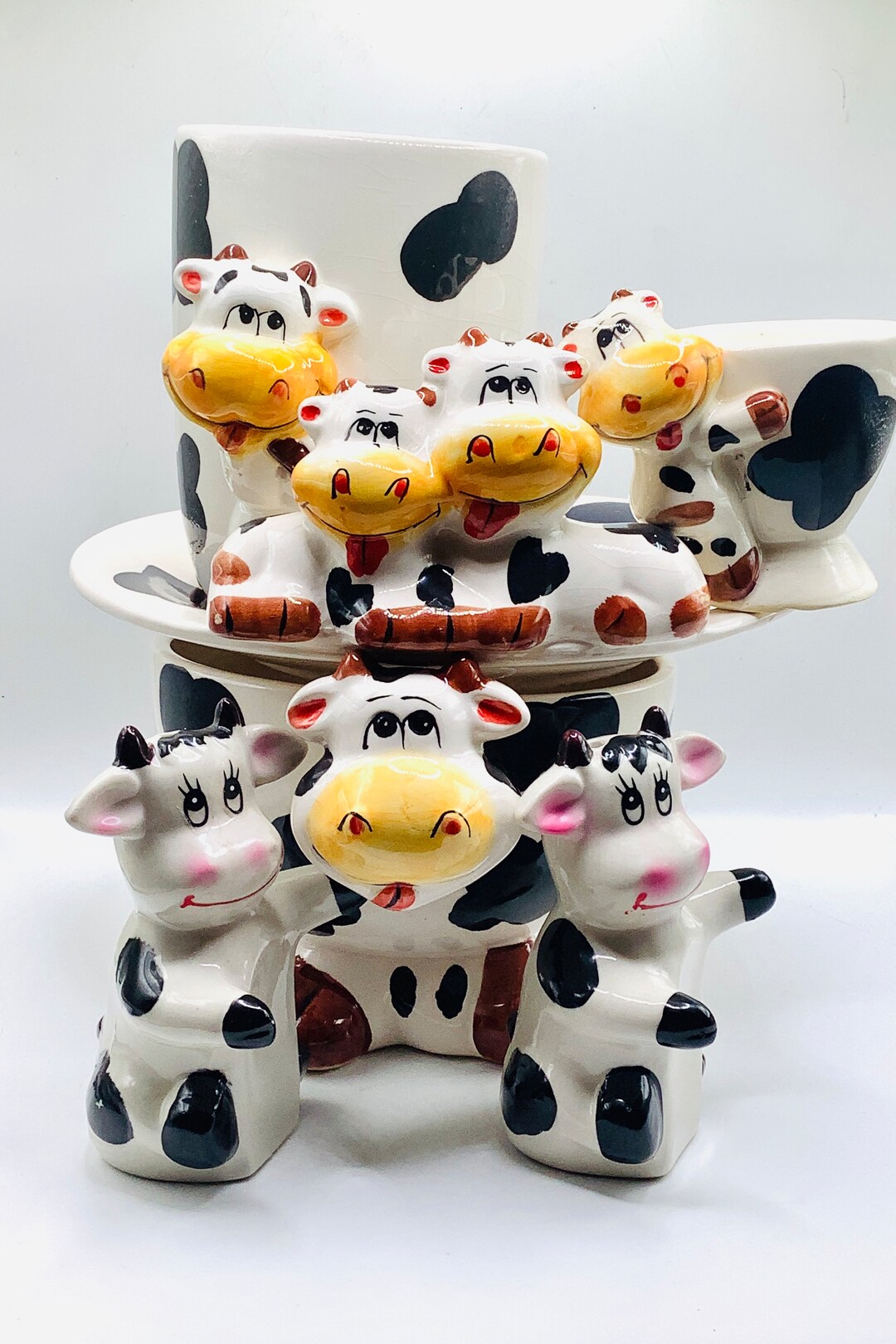 Cute 6-piece Moo Cow Breakfast Set Incl. Cereal Bowl, Plate, Mug, Egg ...