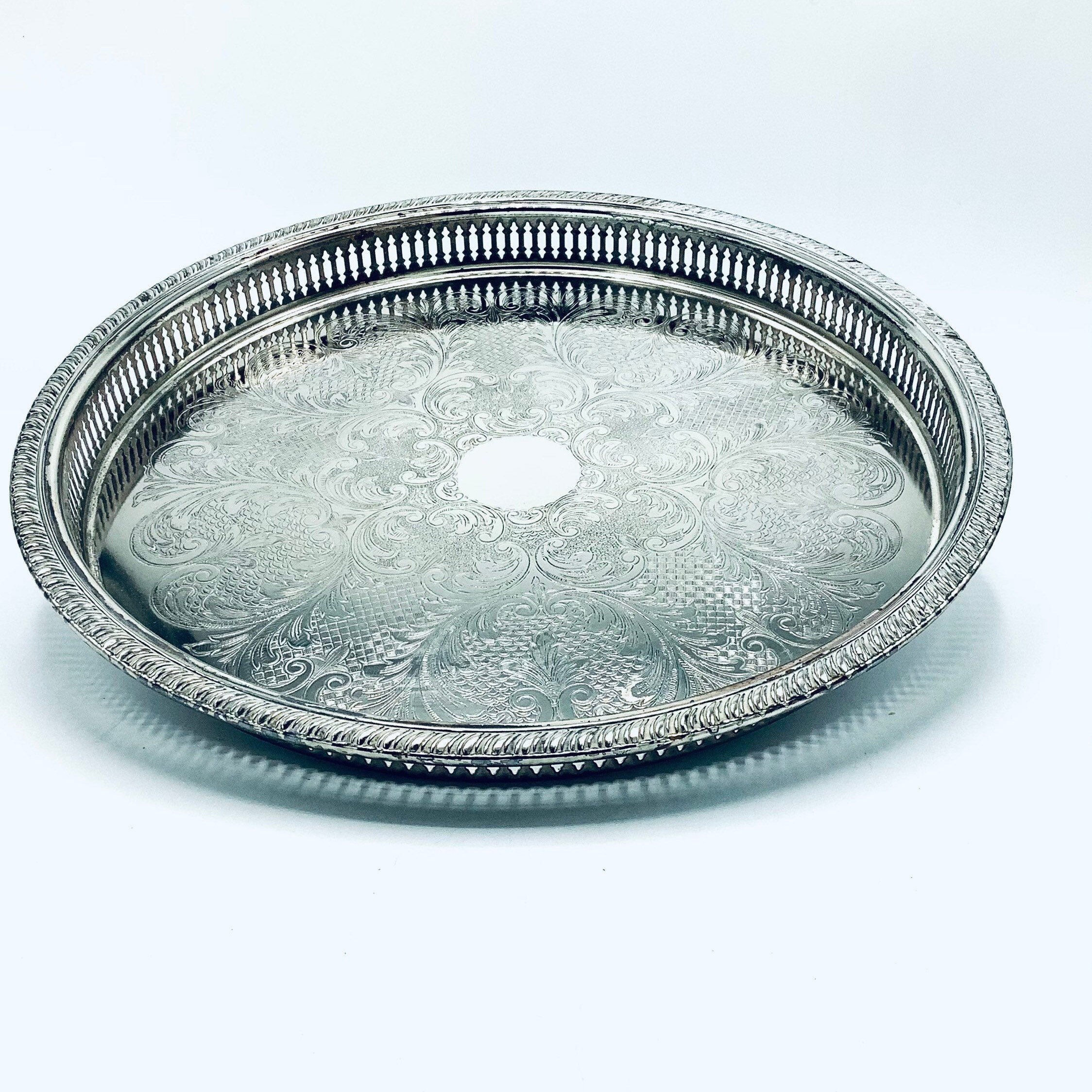Large Silver Plated Engraved Gallery Tray Made in Sheffield / Downton ...