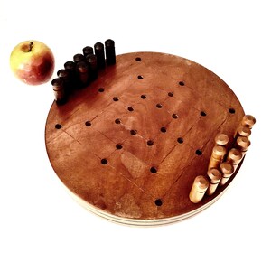 Antique Treen Wood NINE MEN’S MORRIS (merrelles) English Parlour Game ...