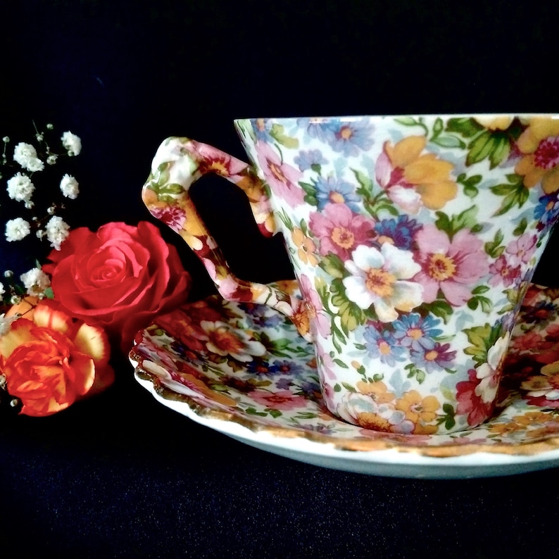 JAMES KENT CHINTZ Tea Cup & Saucer Duo Beautiful Cabinet - Etsy