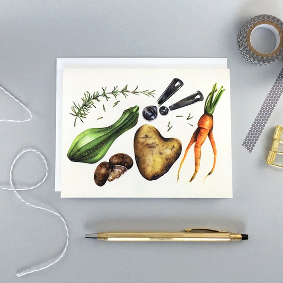 Cooking Greeting Card Birthday Card Vegetables Food - Etsy