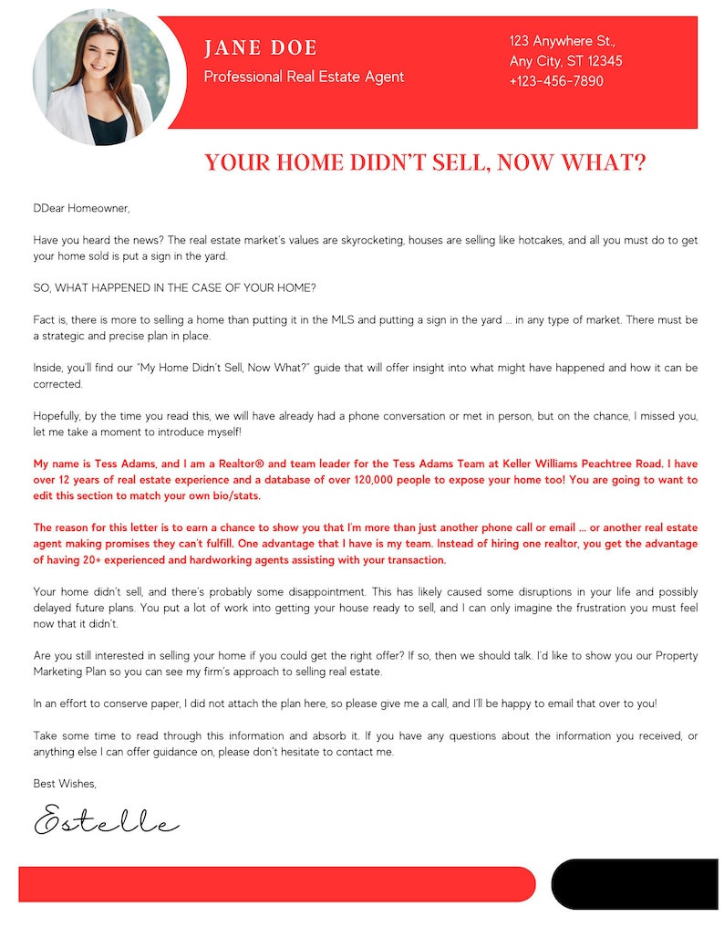 Fsbo And Expired Listing Lead Generation Letter Template For Realtors