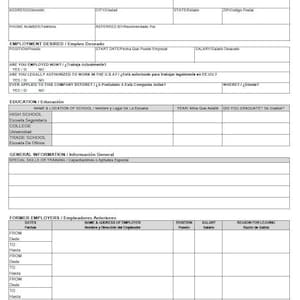 Application for Employment Bilingual English/spanish - Etsy