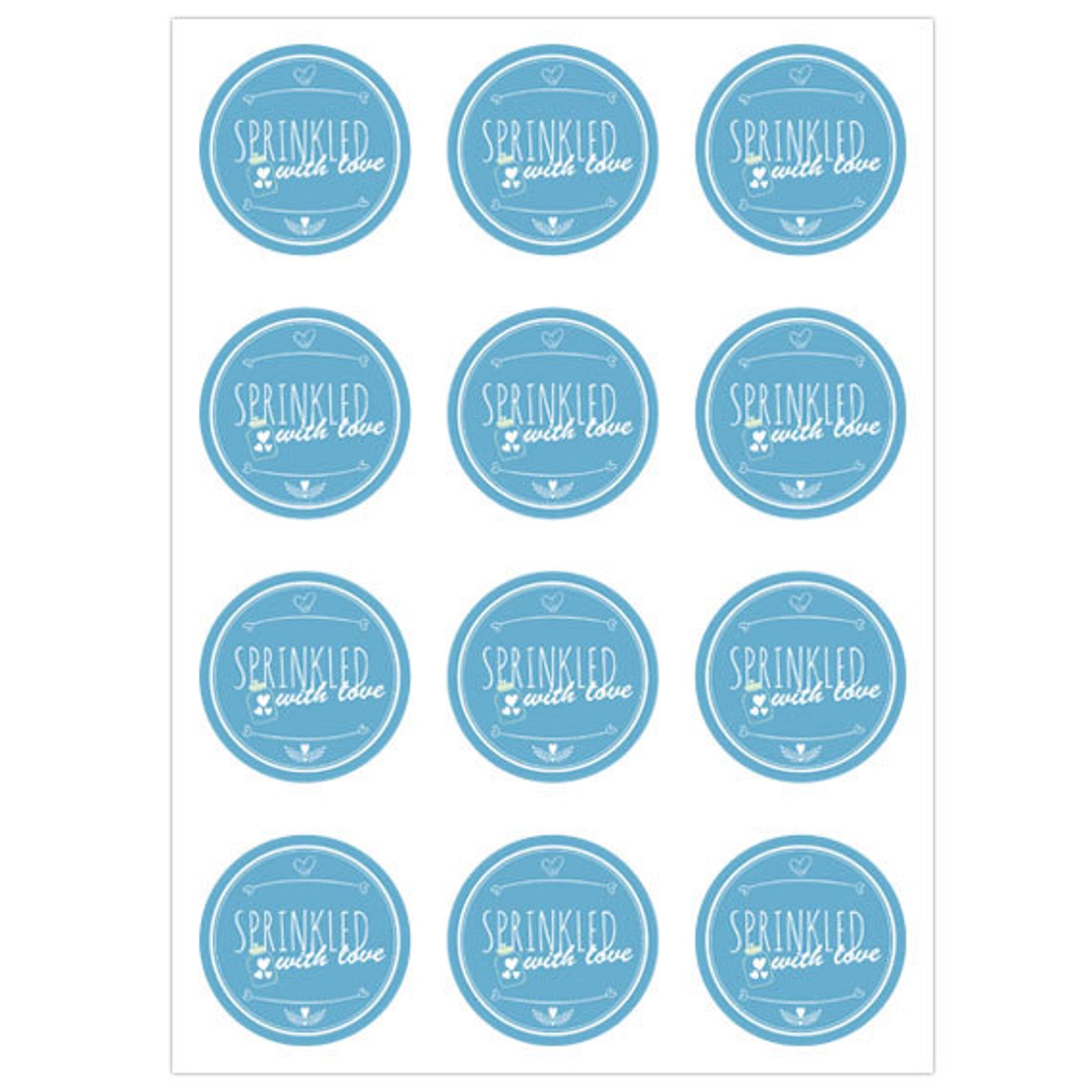 Instant Download Circle Tags, Circle Toppers, Blue Hearts, 2in Circle ...