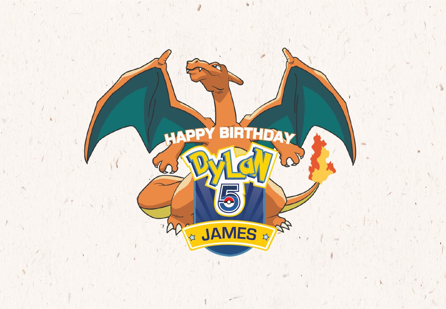 Pokemon Themed Charizard Shape Custom Favor Tags, DIY Cut Personalized ...