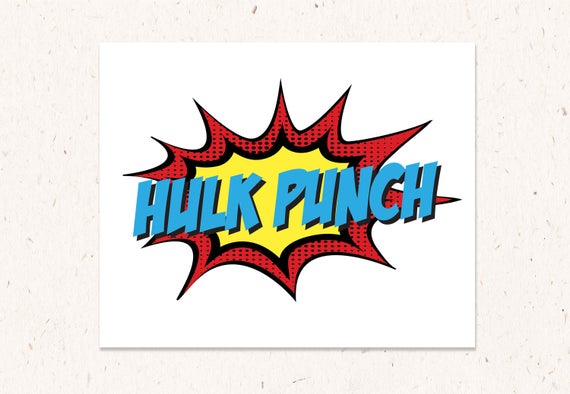 Superhero Collection Poster Hulk Punch Comic Style teal - Etsy