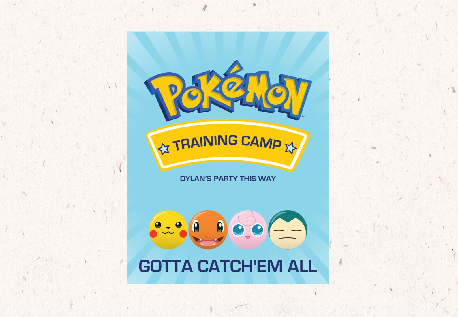 Pokemon Party Customized Pokemon Training Camp Sign 8x10 - Etsy