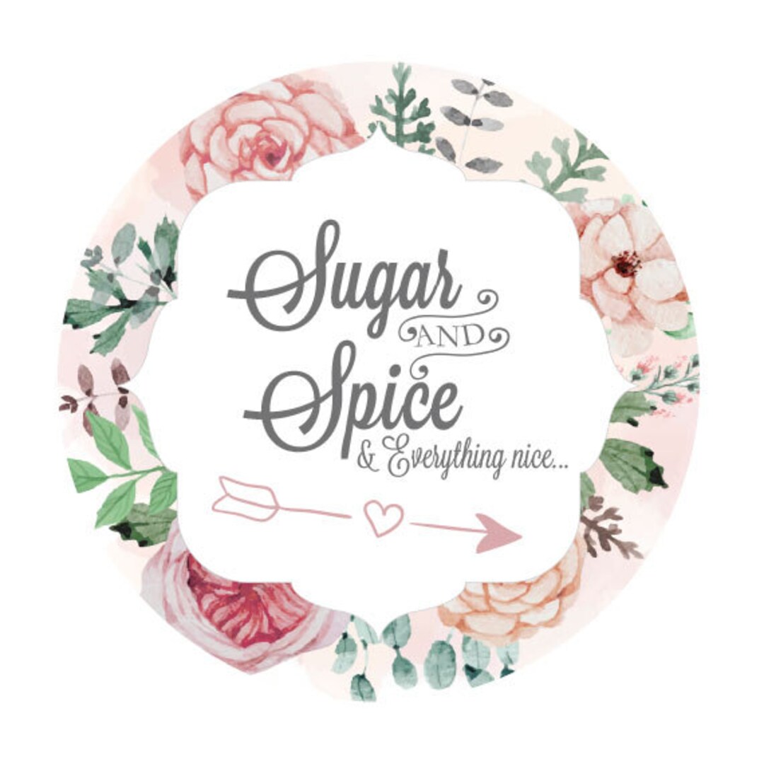 Circle Tags, Circle Toppers, Pink Floral 2in Circle, Sugar and Spice ...