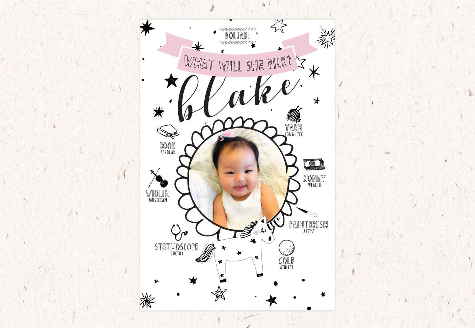 Doljabi Board, Unicorn Dohl/dol Party, Korean 1st/first Birthday Black ...