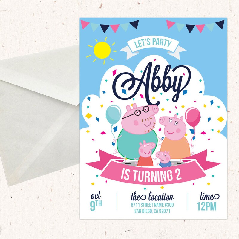 Peppa Pig Invitation - Etsy