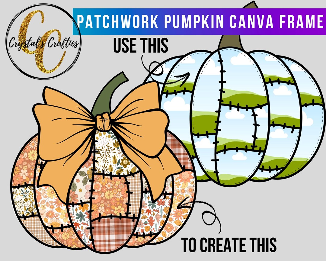 Plantilla de marco de lona con diseño de calabaza de patchwork, marco de lona con diseño de ...