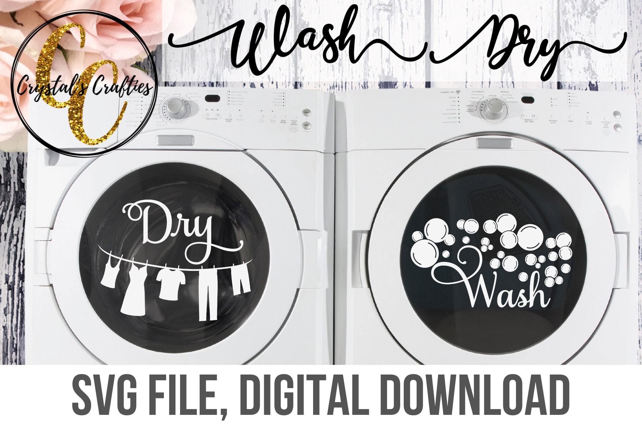 Wash and Dry SVG Set Washer and Dryer SVG Wash SVG Dry svg | Etsy