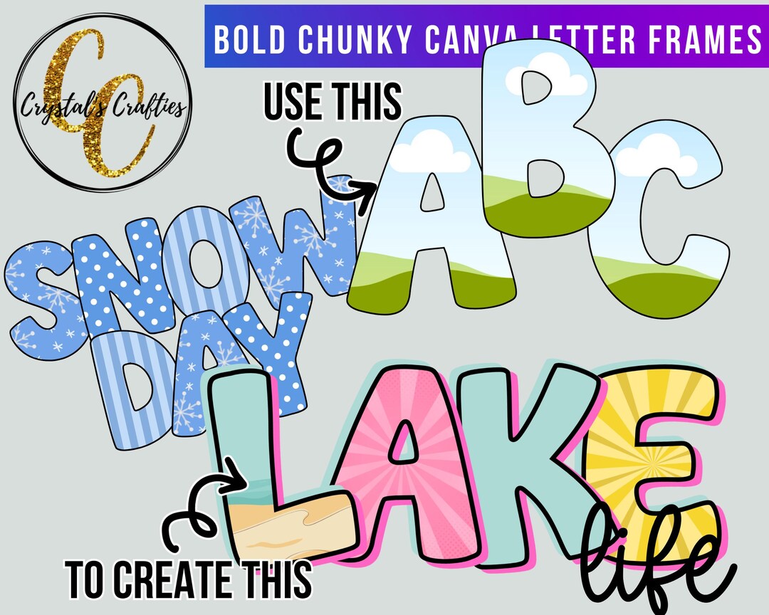 Bold Chunky Canva Letter Frames, Preppy Canva Letters, Canva Letter ...