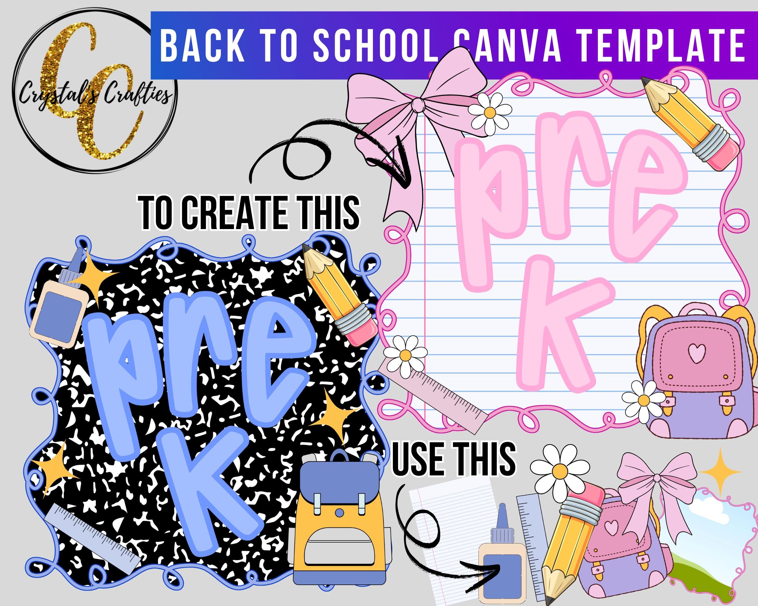 Back to School Canva Frame, Back to School Template for Canva, First ...