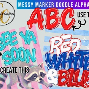 Messy Marker Doodle Alphabet Canva Template, Editable Canva Letters ...