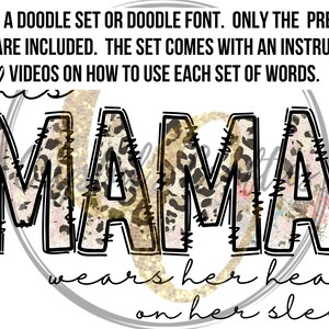 Mom Doodle Letters, This Mama Wears Her Heart on Her Sleeve, Canva ...