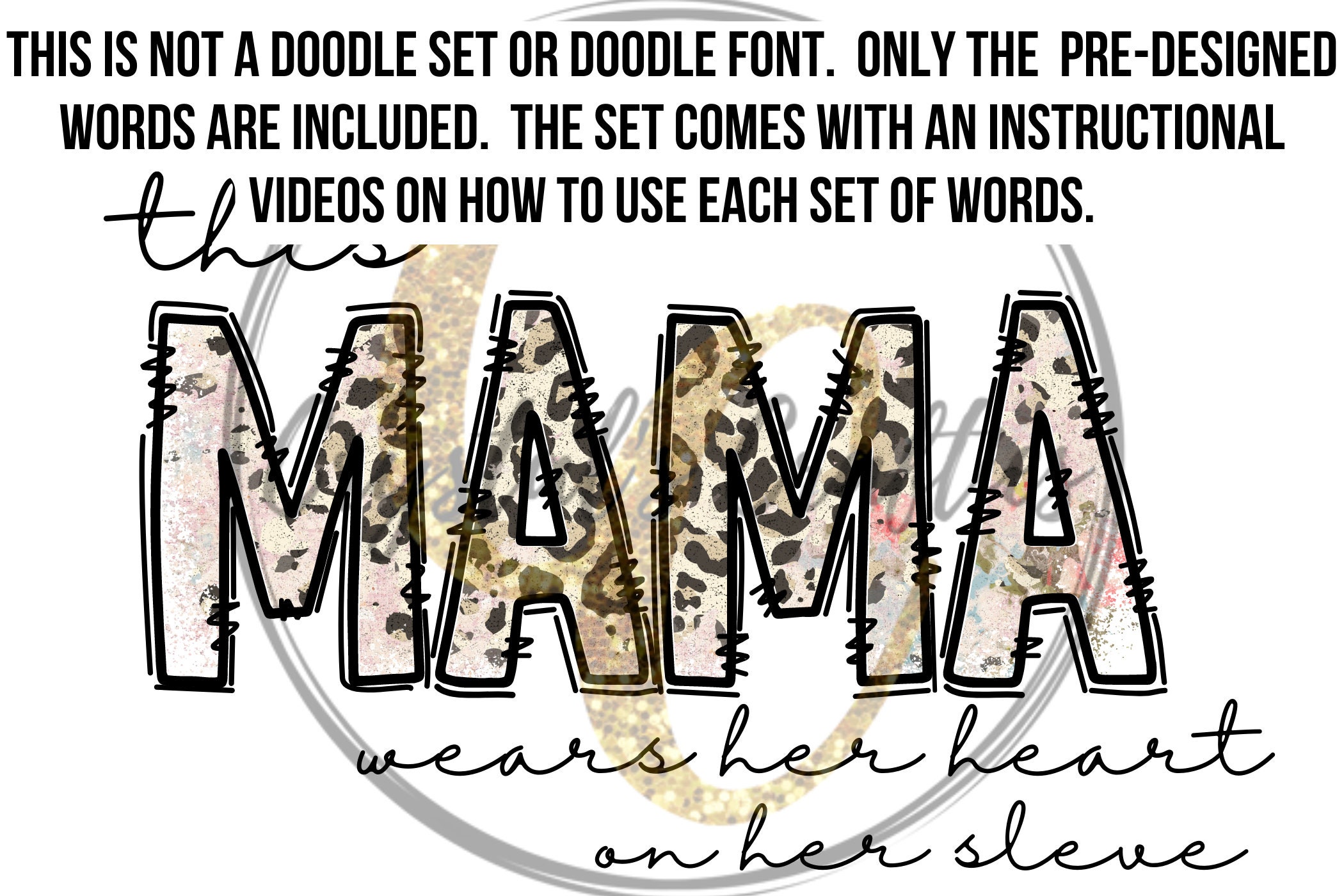 Mom Doodle Letters, This Mama Wears Her Heart on Her Sleeve, Canva ...