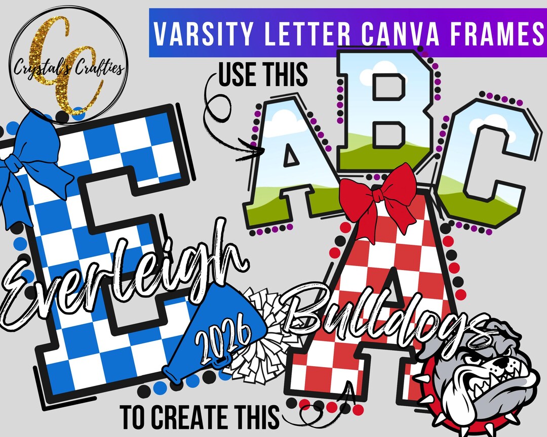 Varsity Letter Canva Frames, Canva Alphabet, Varsity Alphabet Canva ...