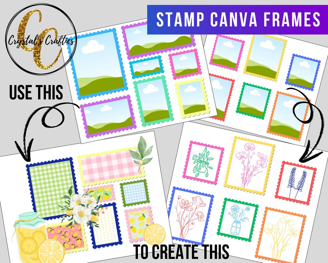 Stamp Border Canva Frames, Canva Stamp Frames, Custom Canva Frames ...