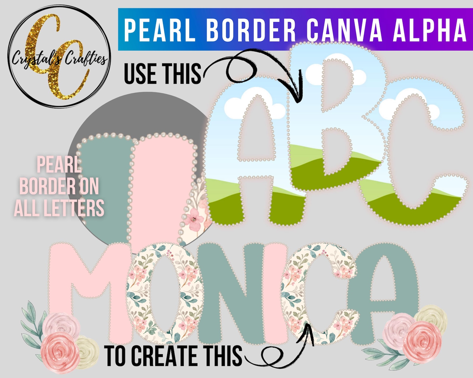 Preppy Canva Lettering Bundle, Canva Alphabet Frames Bundle, Preppy ...