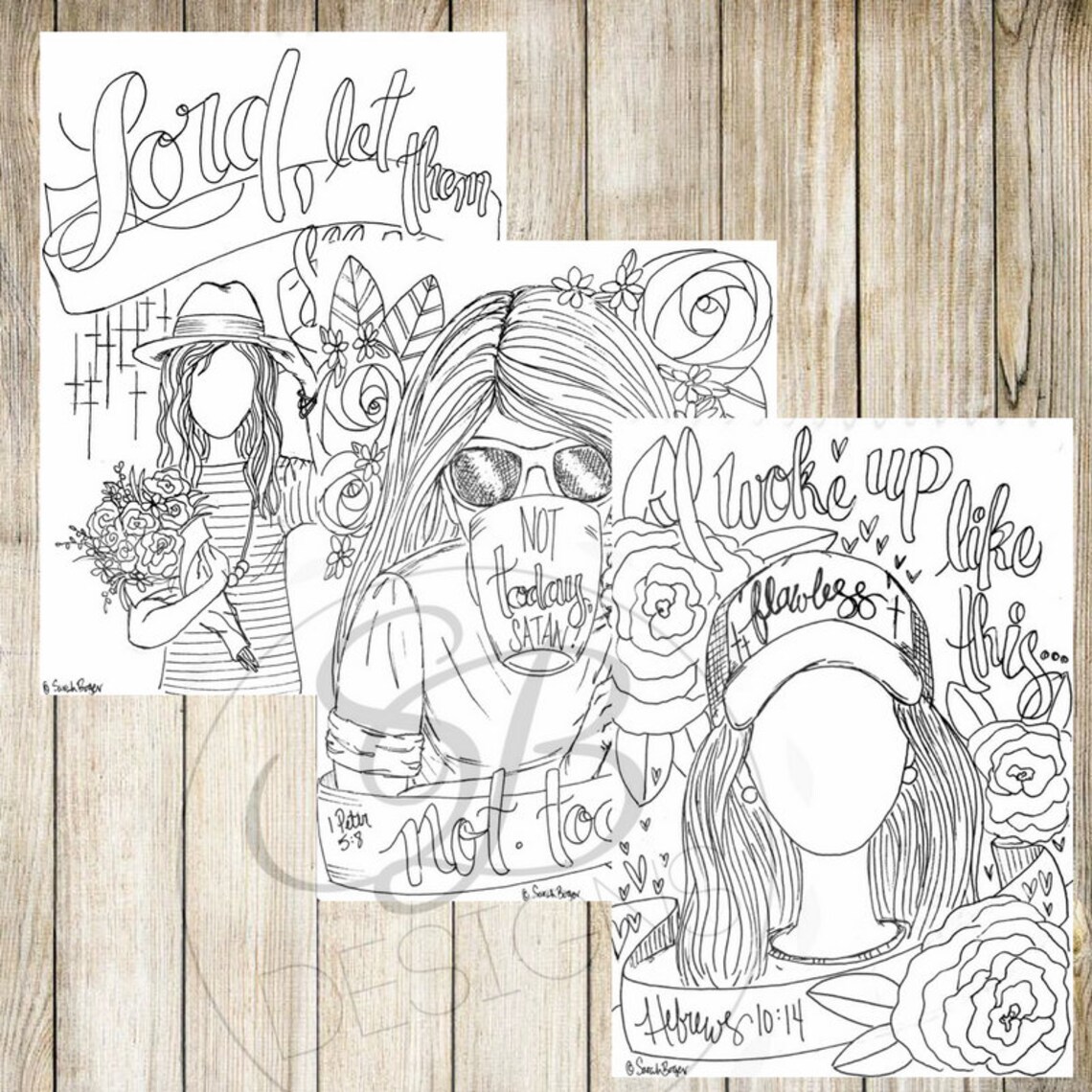 Set of Three Christian Lifestyle Color Pages "modern" Series - Etsy
