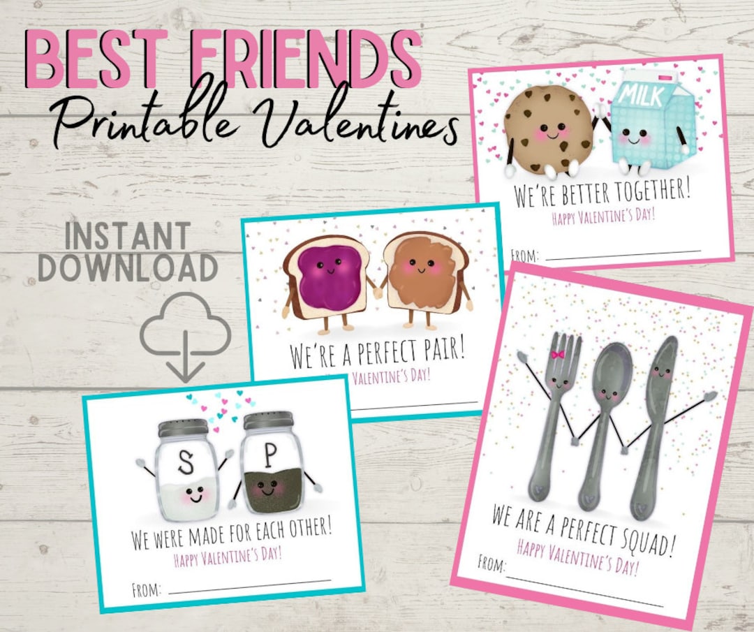 Valentines Printable Set of 4 With BONUS Card, Instant Download, “best ...