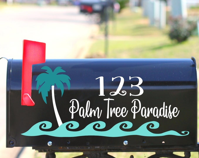 Mailbox Decal, Palm Tree Mailbox, Mailbox, Palm Tree Decals, Beach ...