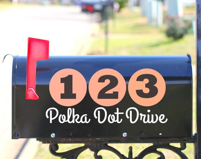 Mailbox Decal, Polka Dot Mailbox, Mailbox Numbers, Number Stickers ...