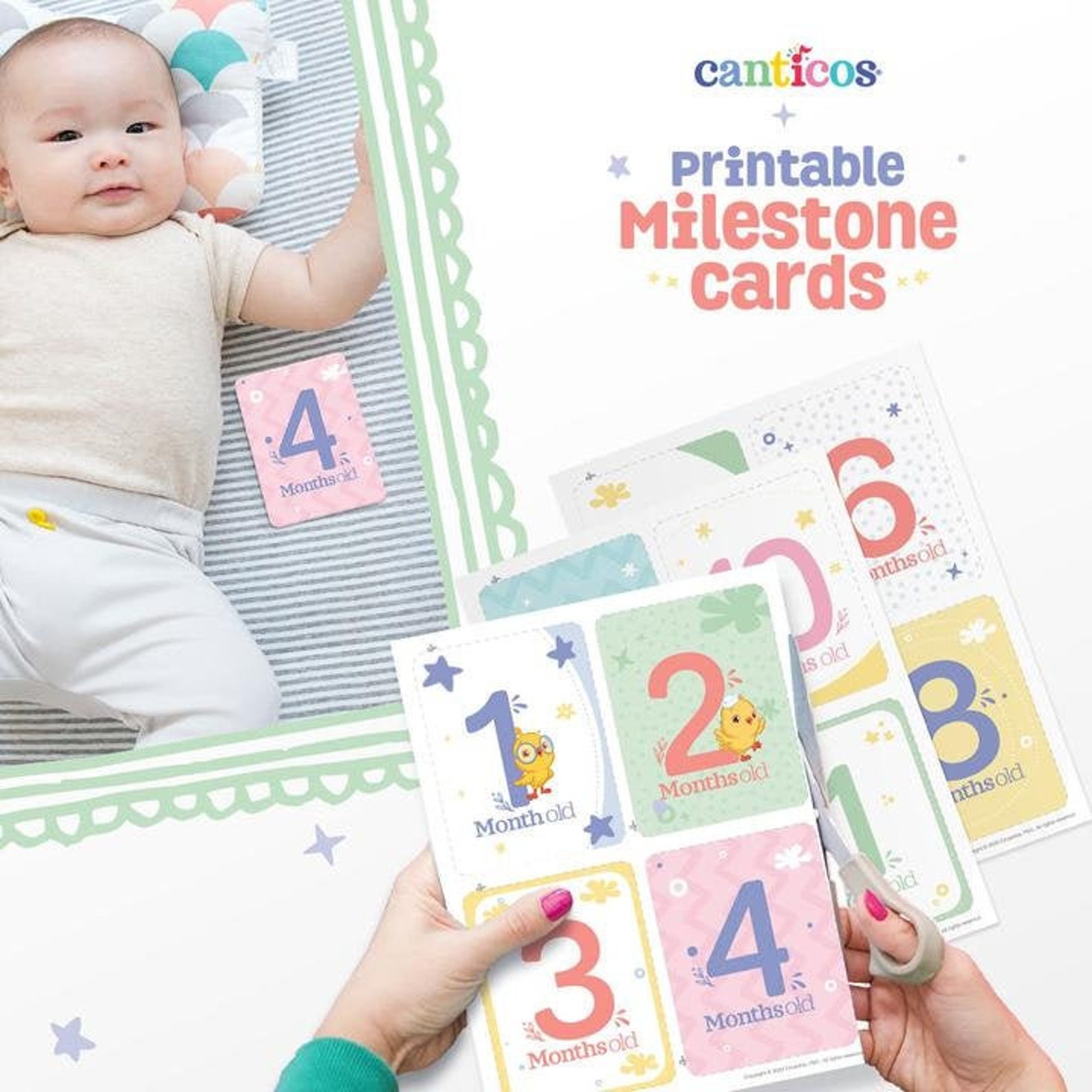 Canticos PRINTABLE Baby Monthly Milestone Downloadable Cards | Print at ...