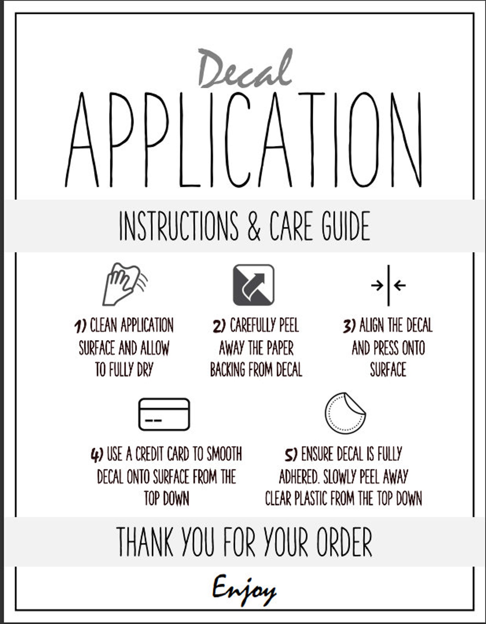Decal Application and Instruction Guide Pdf/printable at Home | Cricut ...