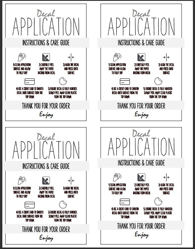 Decal Application and Instruction Guide Pdf/printable at Home Cricut ...