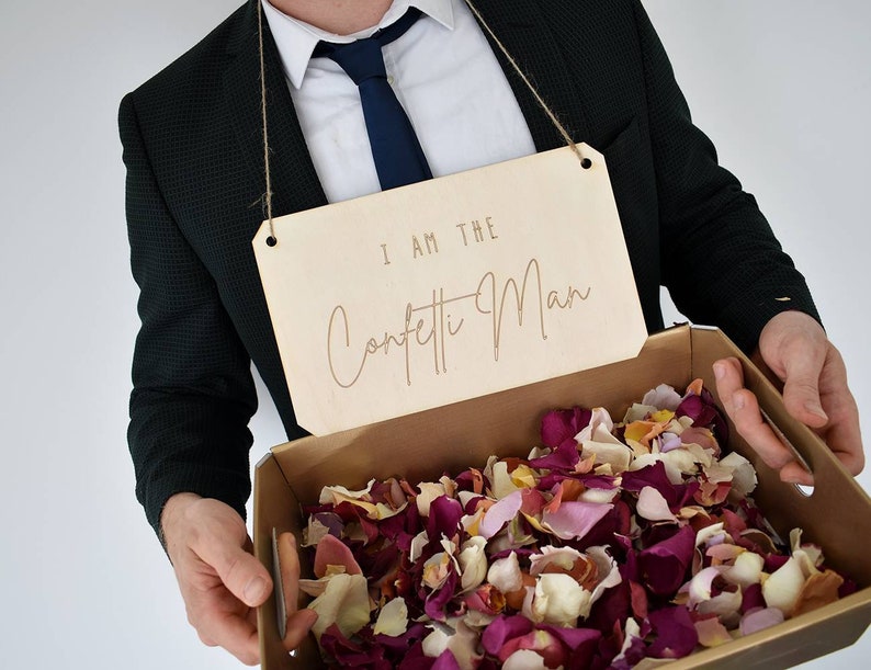 Confetti Man | Wooden Sign | Eco Wedding | Wedding Confetti - Etsy