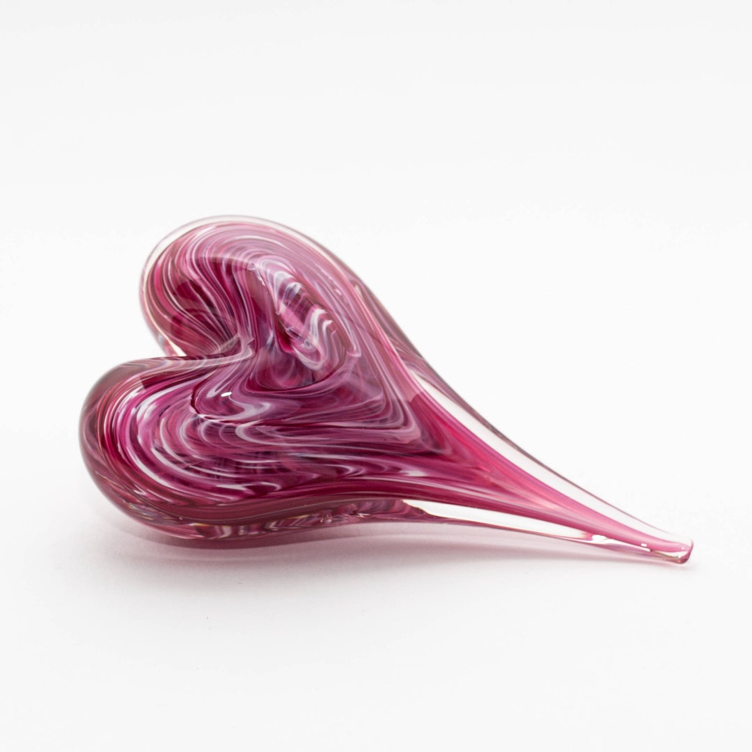 Hand Blown Glass Heart Paperweight - Etsy