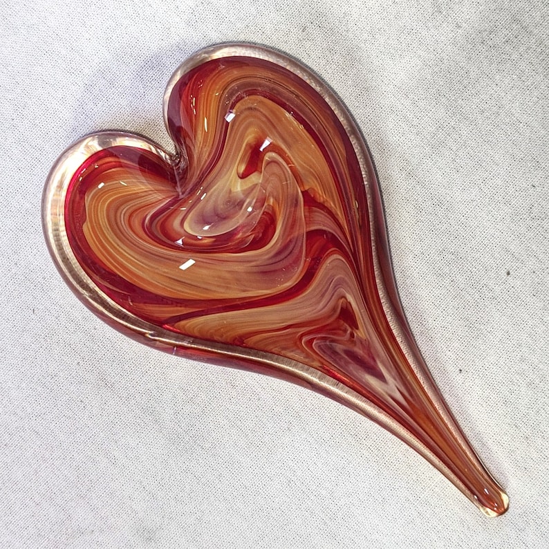 Hand Blown Glass Heart Paperweight - Etsy